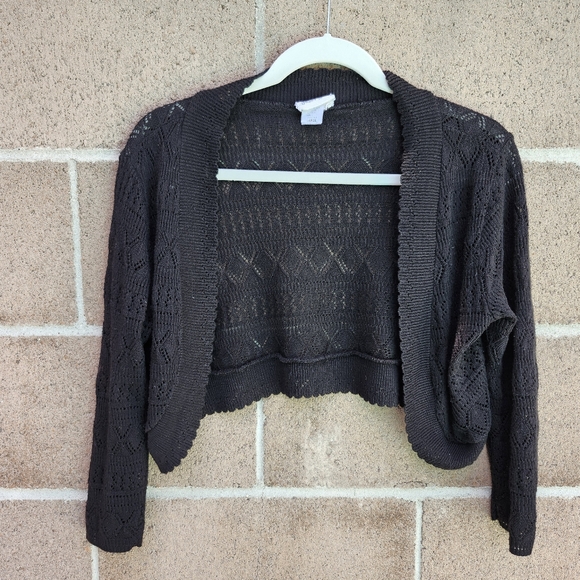 Sweet Kizz | Sweaters | Vintage Y2k Crochet Black Quarter Length Sleeve ...